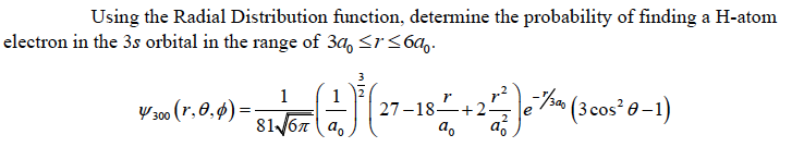 Solved Using the Radial Distribution function, determine the | Chegg.com