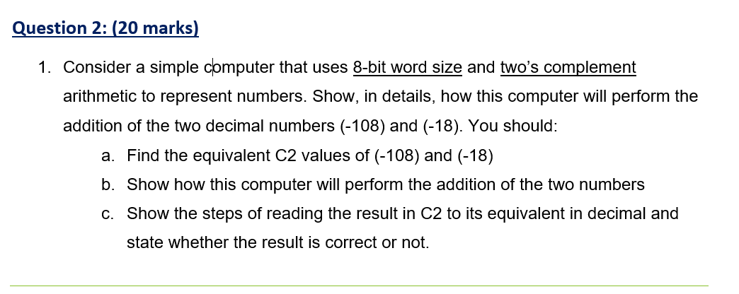 Solved Question 2: 20 marks) 1. Consider a simple computer | Chegg.com