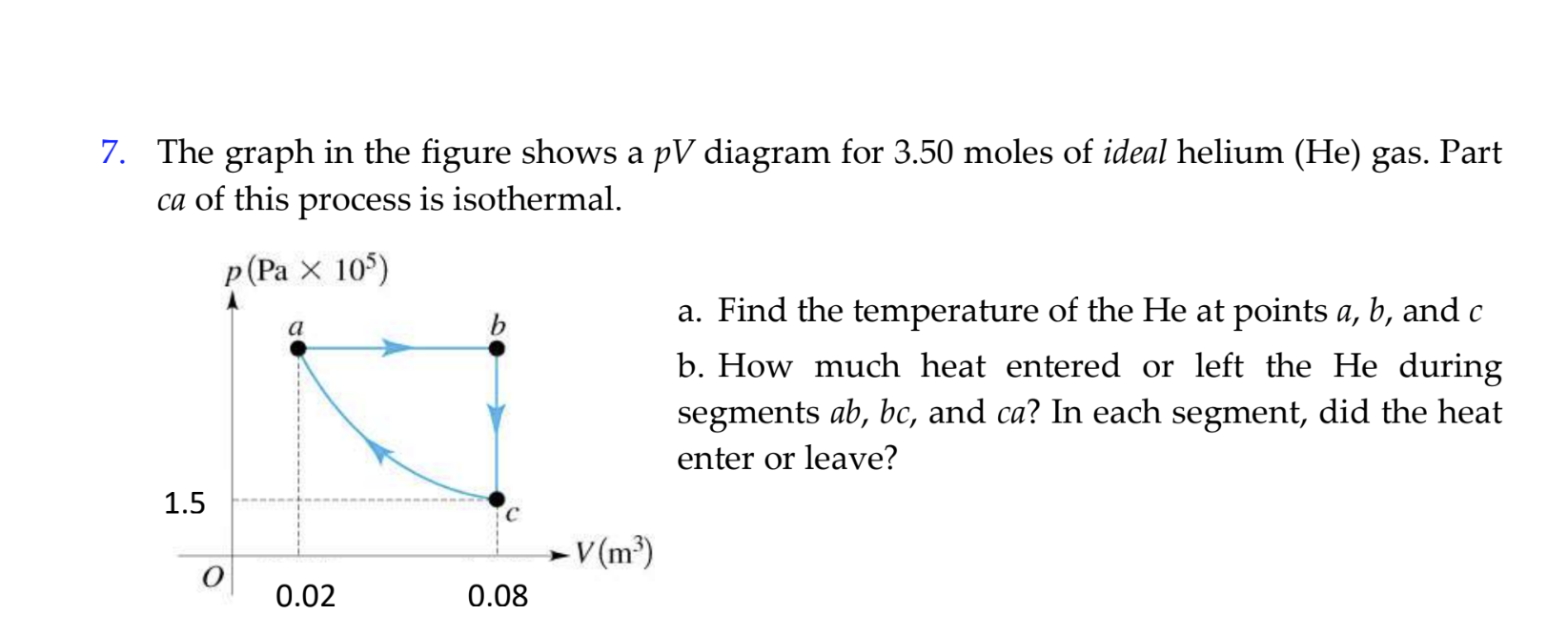 Solved 7. The graph in the figure shows a pV diagram for | Chegg.com