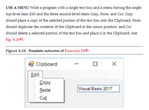 Solved | USE A MENU Write a program with a single text box | Chegg.com