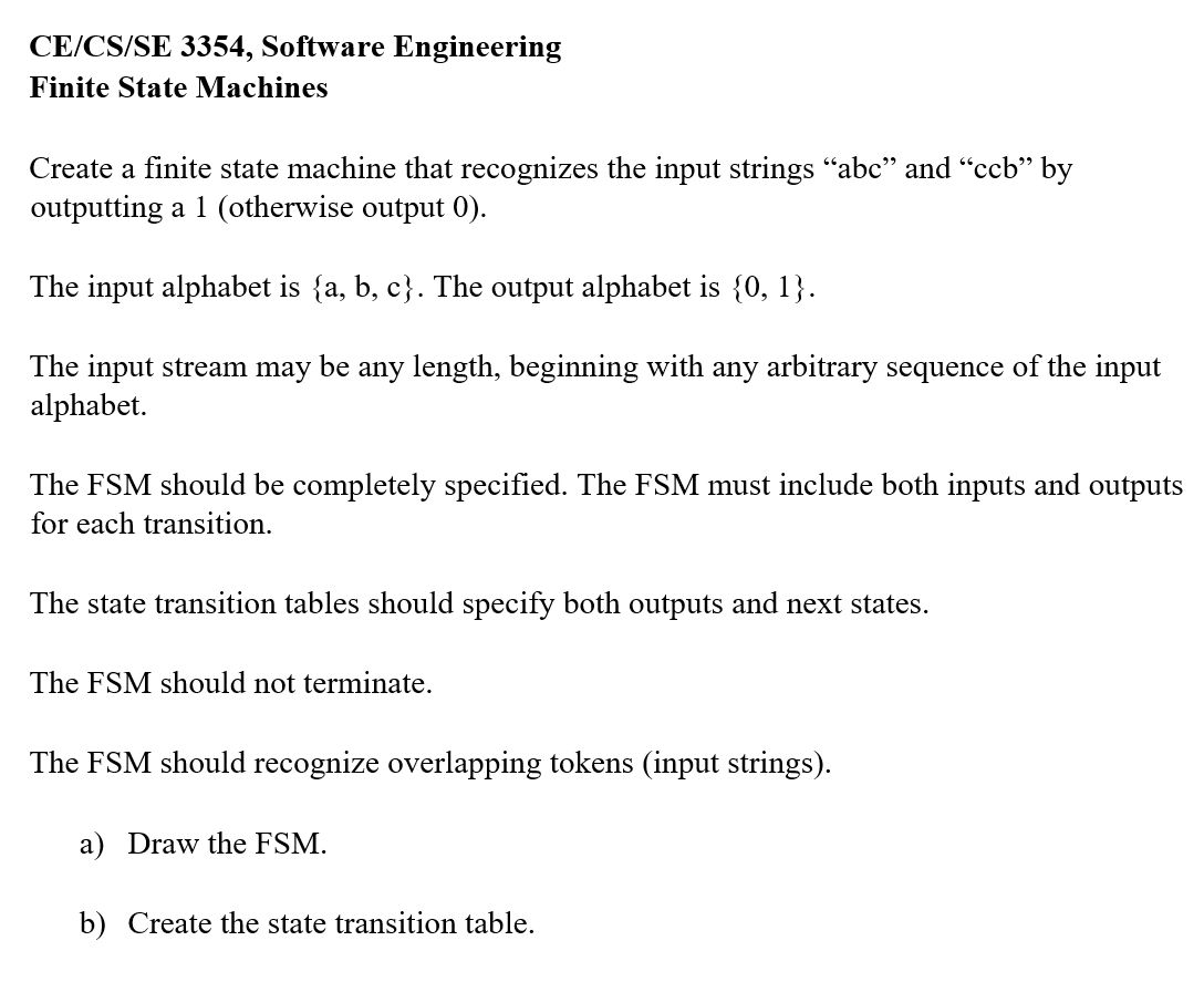 Solved Finite State Machines Create a finite state machine | Chegg.com