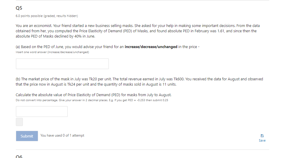 Solved Q5 6.0 points possible (graded, results hidden) You | Chegg.com