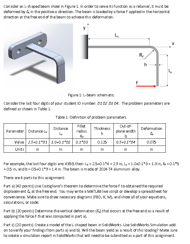 Consider an L-shaped beam show in Figure 1. In order | Chegg.com