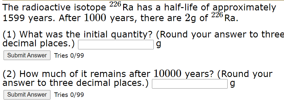 Solved 226 Ra. The radioactive isotope 226 Ra has a | Chegg.com