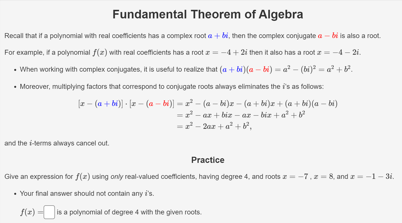 Solved Fundamental Theorem of Algebra Recall that if a | Chegg.com