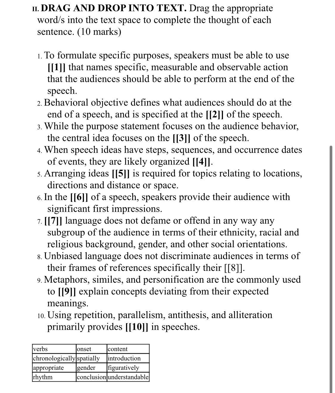 II. DRAG AND DROP INTO TEXT. Drag the appropriate | Chegg.com