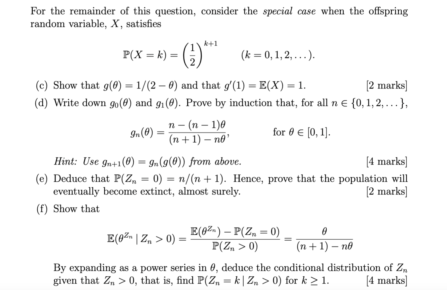 Solved = = 1. Consider a discrete time branching process Z | Chegg.com