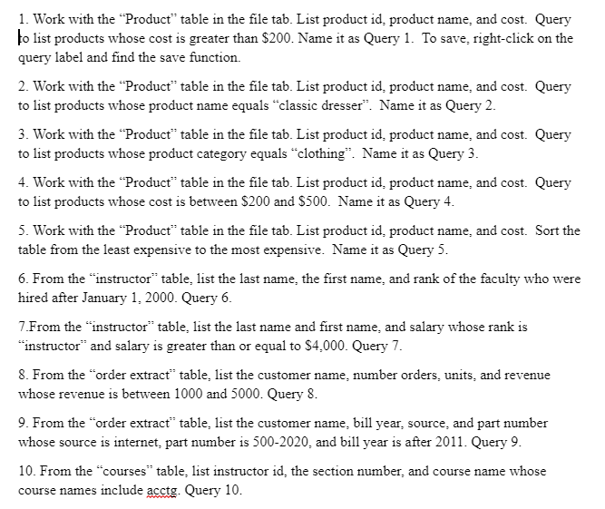 Solved 1. Work with the 