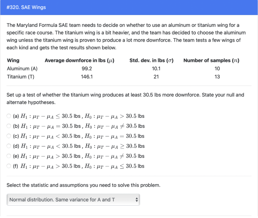 Solved # 320. SAE Wings The Maryland Formula SAE team needs | Chegg.com