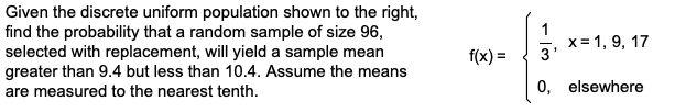 Solved Given the discrete uniform population shown to the | Chegg.com
