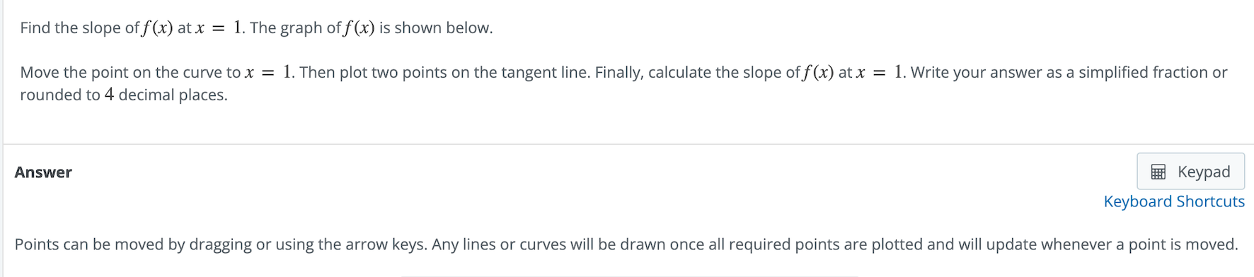 Solved Find the slope of f(x) at x=1. The graph of f(x) is | Chegg.com