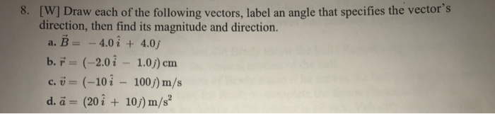 Solved [W] Draw each of the following vectors, label an | Chegg.com