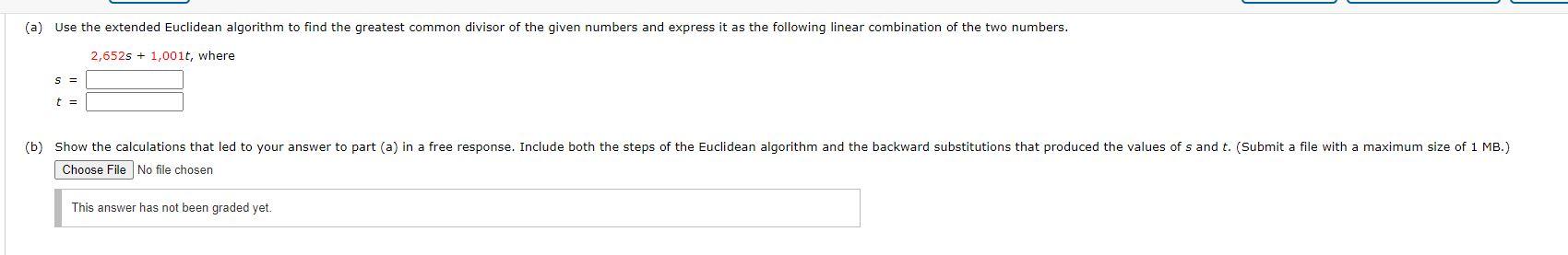 Solved (a) Use the extended Euclidean algorithm to find the | Chegg.com