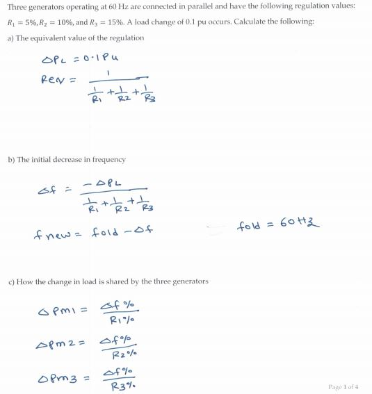 Solved Three generators operating at 60 Hz are connected in | Chegg.com