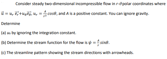Consider steady two-dimensional incompressible flow | Chegg.com