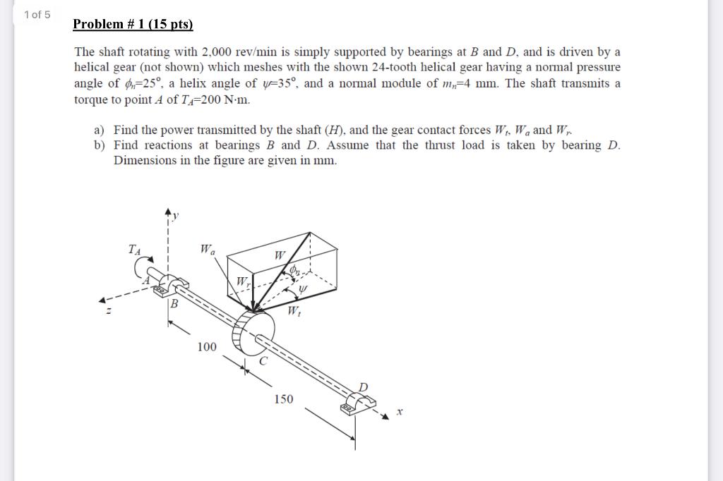 Solved The shaft rotating with 2,000rev/min is simply | Chegg.com