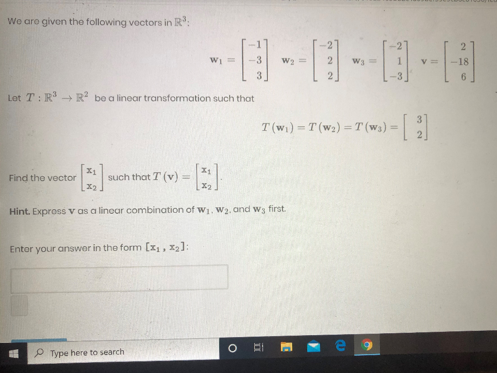 Solved We are given the following vectors in Rº: 27 W1 | W2 | Chegg.com