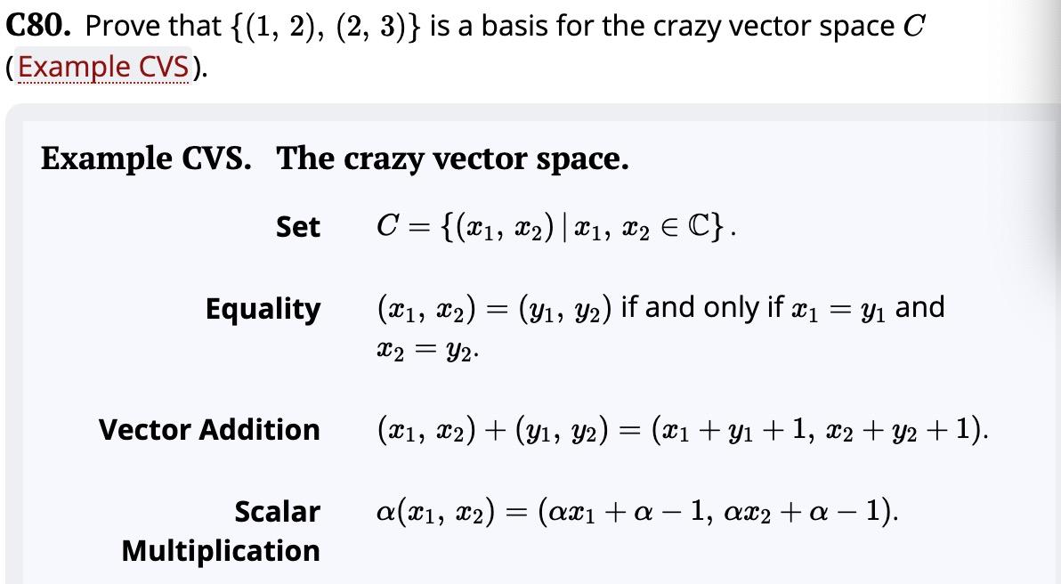 Solved C80. Prove that {(1, 2), (2, 3)} is a basis for the | Chegg.com