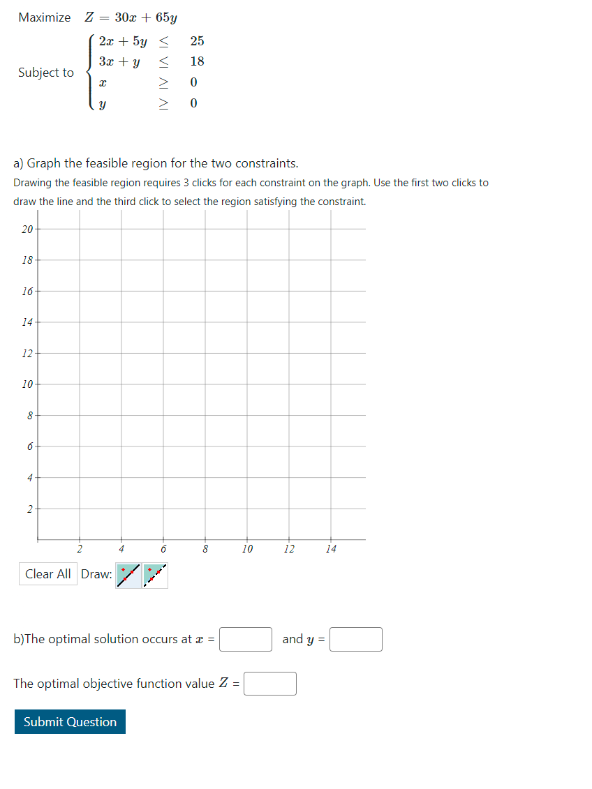 Solved Maximize Z=30x+65y Subject to | Chegg.com
