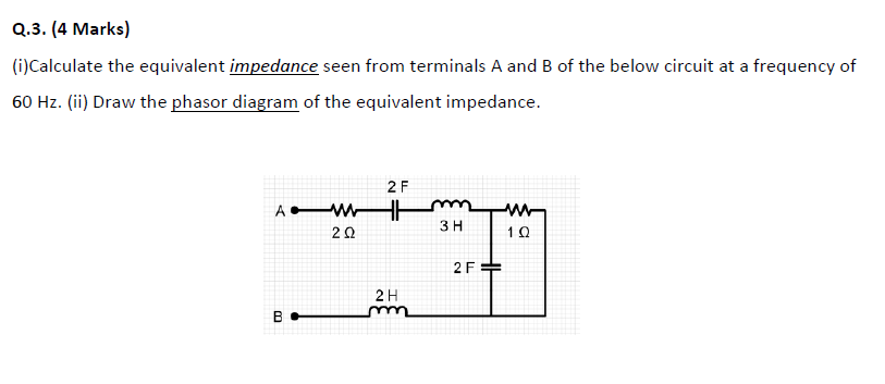 Solved Q.3. (4 Marks) (i) Calculate the equivalent impedance | Chegg.com