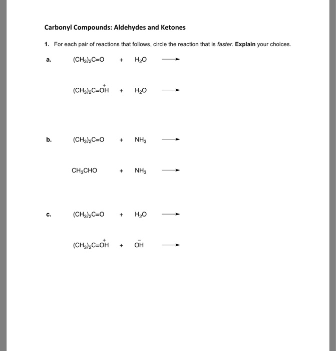 Solved Carbonyl Compounds: Aldehydes and Ketones 1. For each | Chegg.com