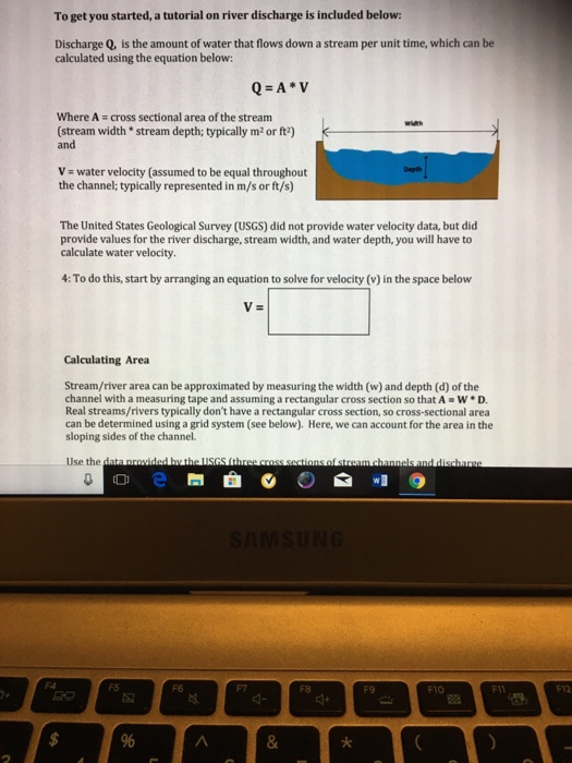 Solved To get you started, a tutorial on river discharge is | Chegg.com