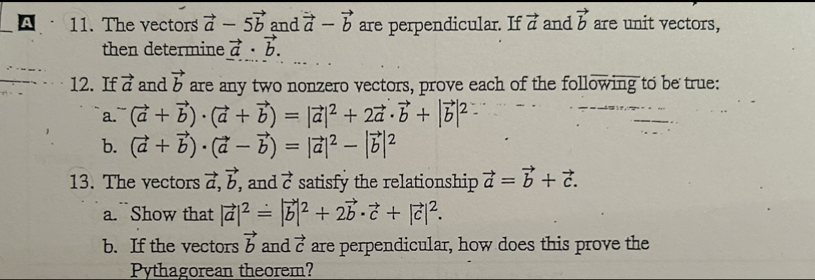 Solved 11. The vectors a−5b and a−b are perpendicular. If a | Chegg.com
