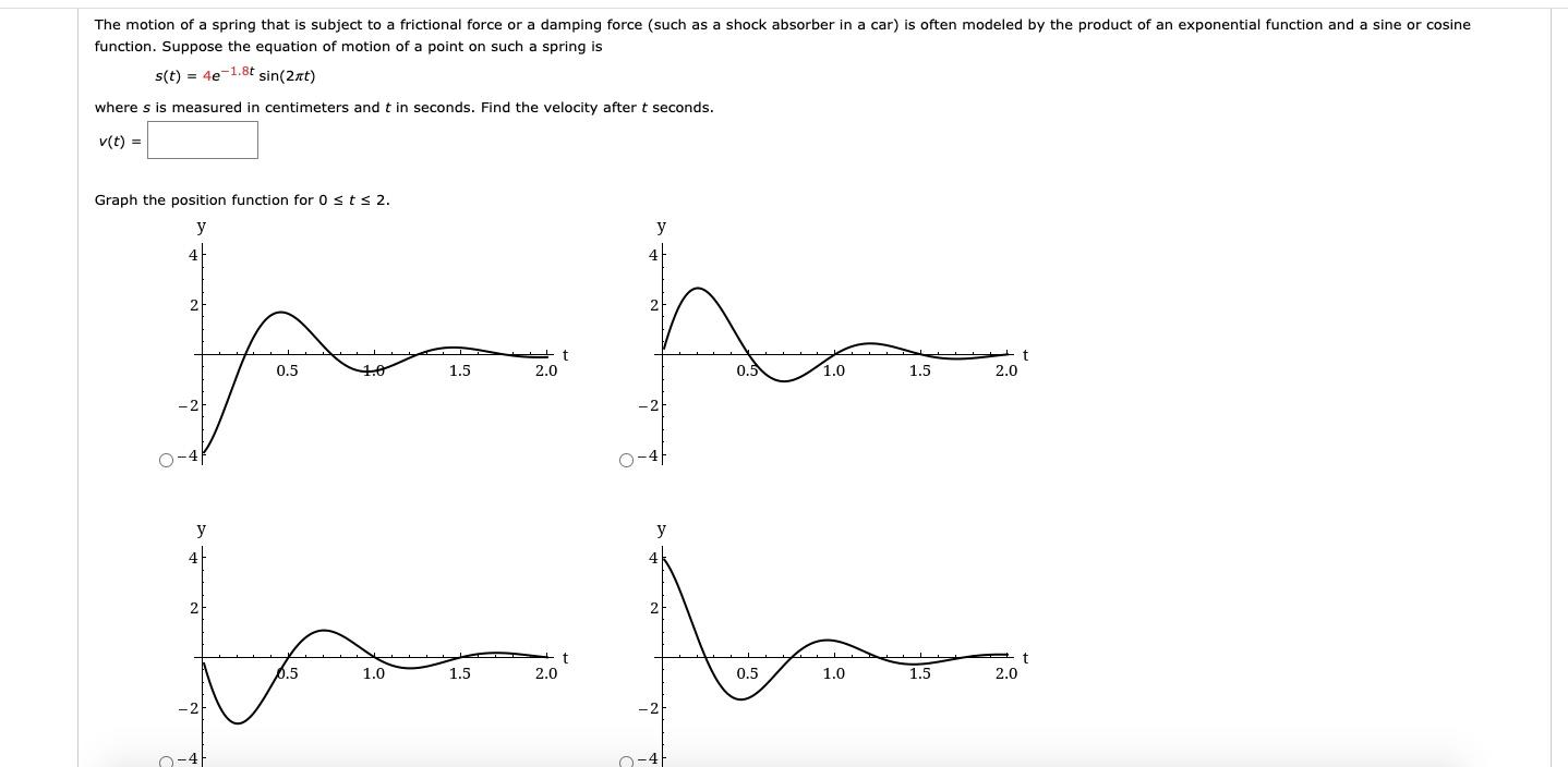 Solved The motion of a spring that is subject to a | Chegg.com