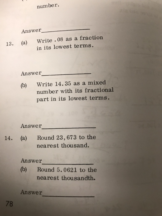 Solved number. Answer Write. 08 as a fraction in its lowest | Chegg.com