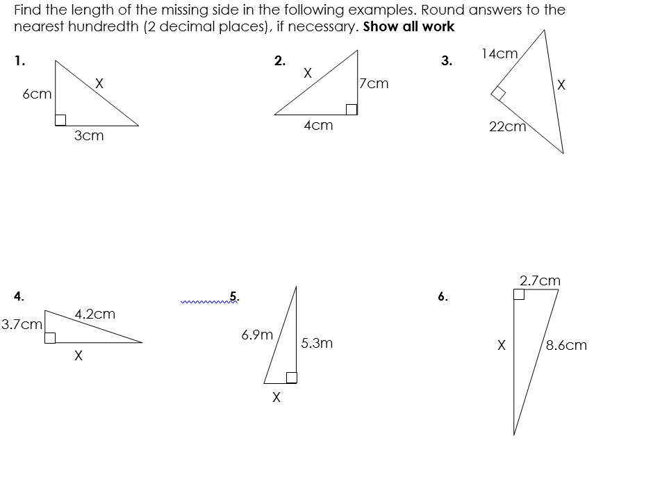 Solved Find the length of the missing side in the following | Chegg.com
