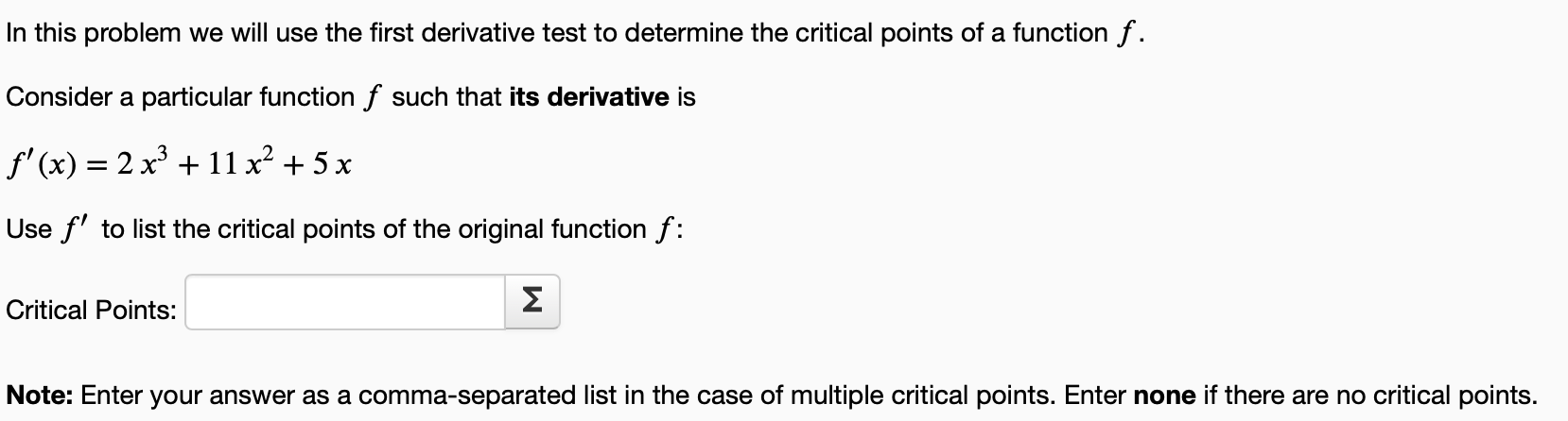 Solved In this problem we will use the first derivative test | Chegg.com