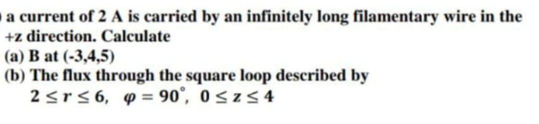 Solved a current of 2 A is carried by an infinitely long | Chegg.com