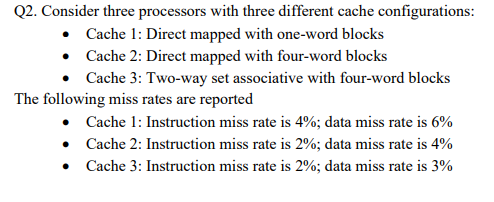 Solved Q2. Consider three processors with three different | Chegg.com
