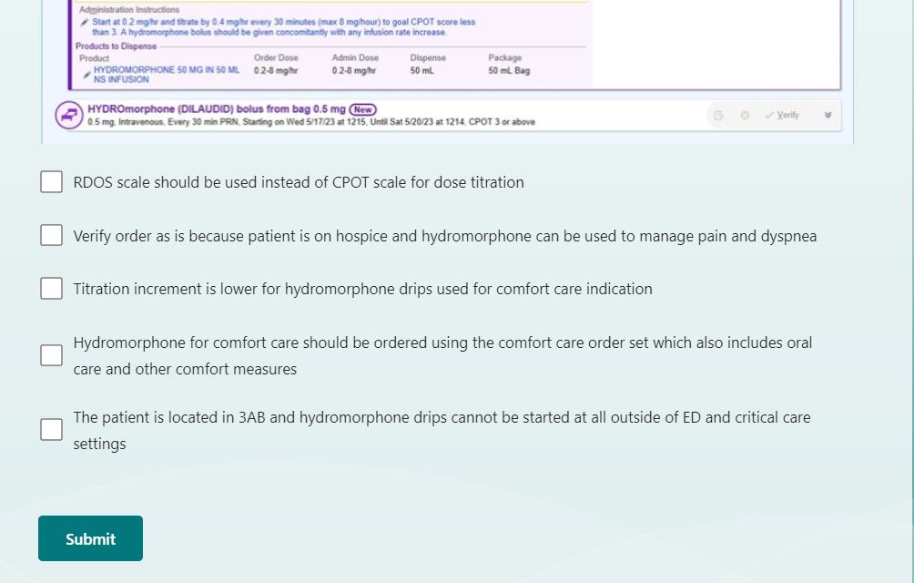 Solved HYDROmorphone (DILAUDID) bolus from bag 0.5mg 0.5mg. | Chegg.com