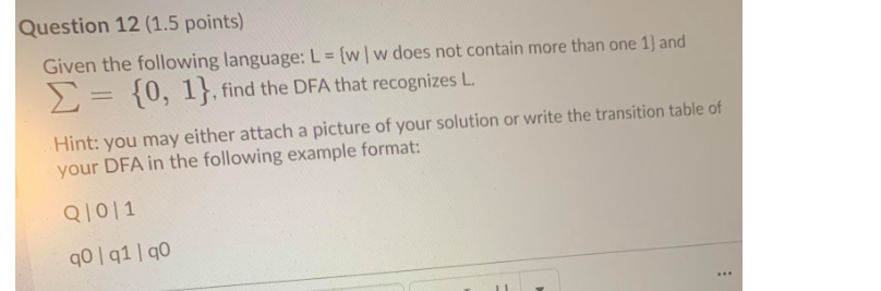 Solved Question 12 (1.5 points) Given the following | Chegg.com