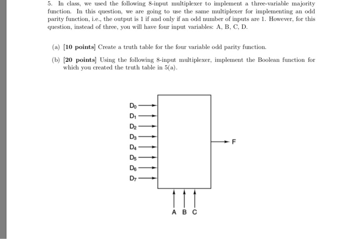 Solved 5. In class, we used the following 8-input | Chegg.com