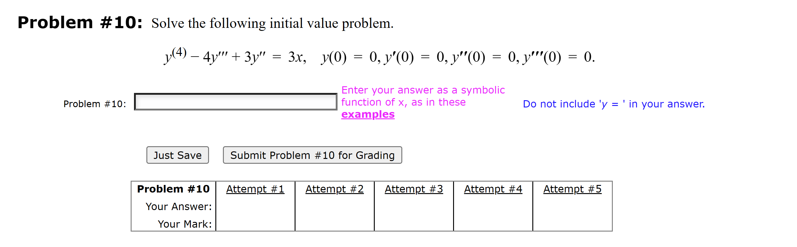 Solved Problem \# 10: Solve the following initial value | Chegg.com