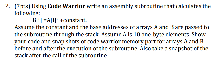 2. (7pts) Using Code Warrior write an assembly | Chegg.com