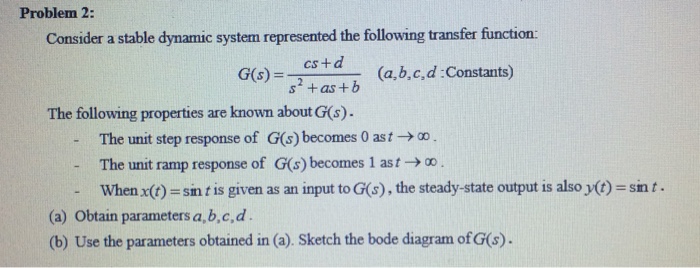 Solved Problem 2: Consider a stable dynamic system | Chegg.com