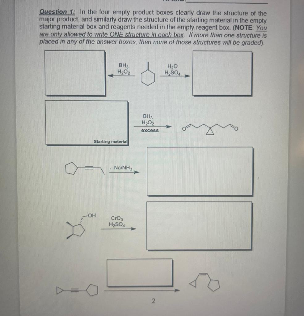 Solved Question 1: In the four empty product boxes clearly | Chegg.com