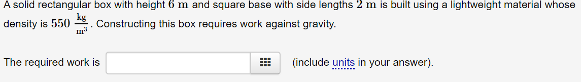 Solved A solid rectangular box with height 6 m and square | Chegg.com