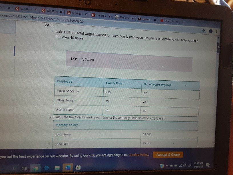 Question A 1 is calculate the total wages earned for | Chegg.com