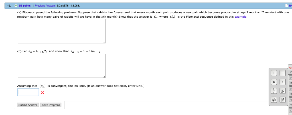 Solved 10. 2/3 points | Previous Answers SCalcET8 11.1.083. | Chegg.com