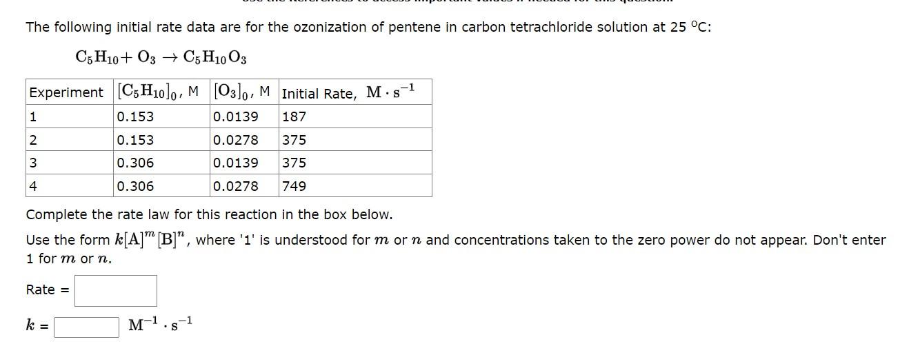 Solved The following initial rate data are for the | Chegg.com