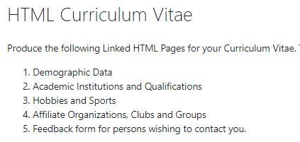 Solved HTML Curriculum Vitae Produce the following Linked | Chegg.com