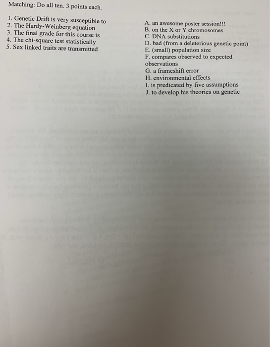 Solved Multiple Choice: Do all. Three points each 1. Two gen | Chegg.com