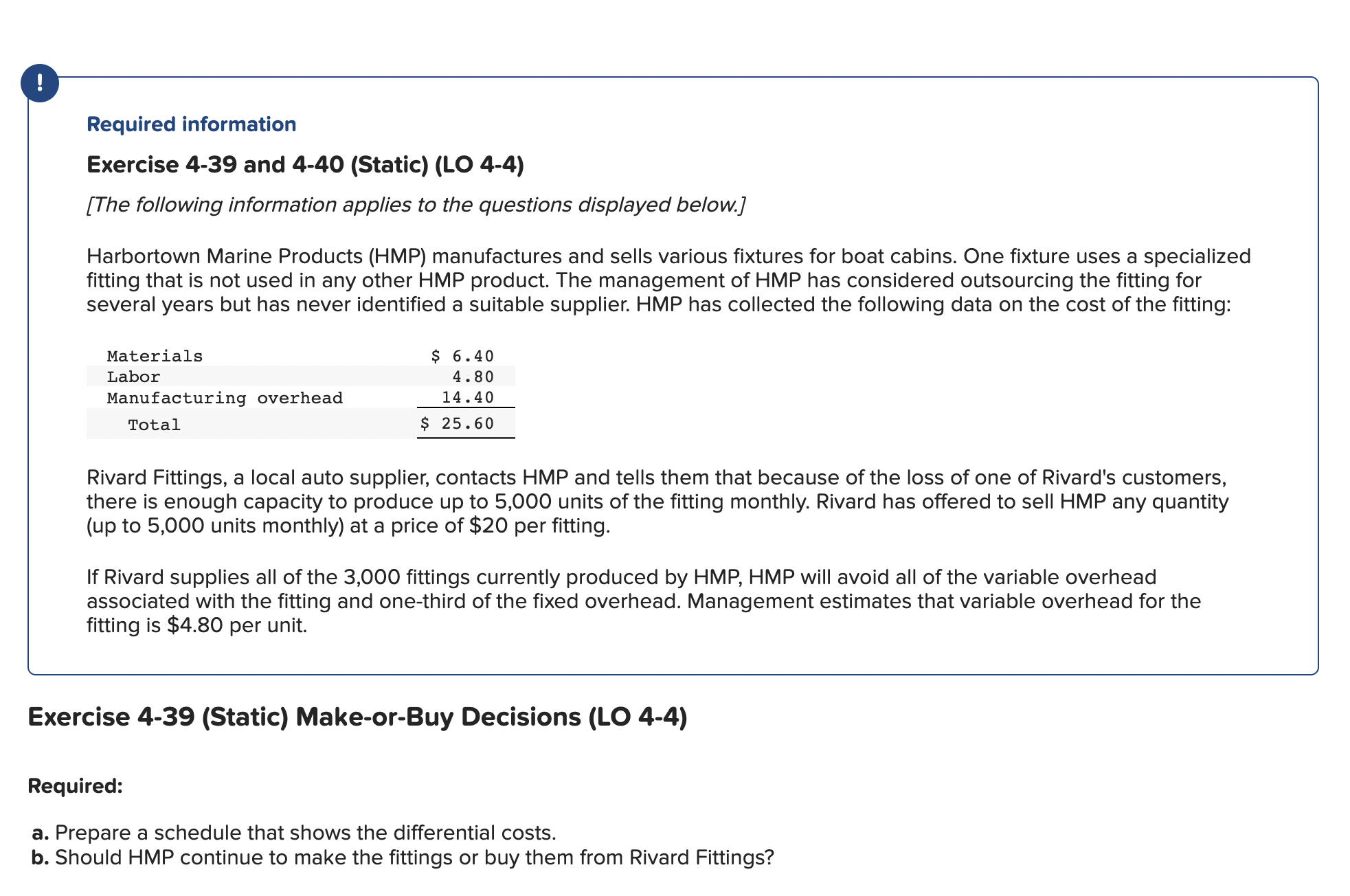 Solved Exercise 4-39 and 4-40 (Static) (LO 4-4) [The | Chegg.com