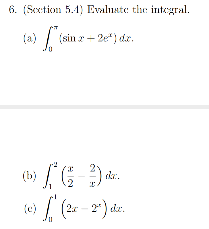 Solved (Section 5.4) ﻿Evaluate the | Chegg.com
