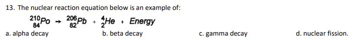 The nuclear reaction equation below is an ﻿example | Chegg.com