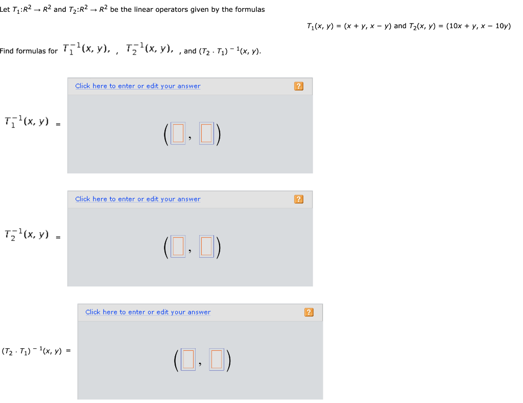 Solved Let T:R2 R2 and T2:R2 R2 be the linear operators | Chegg.com